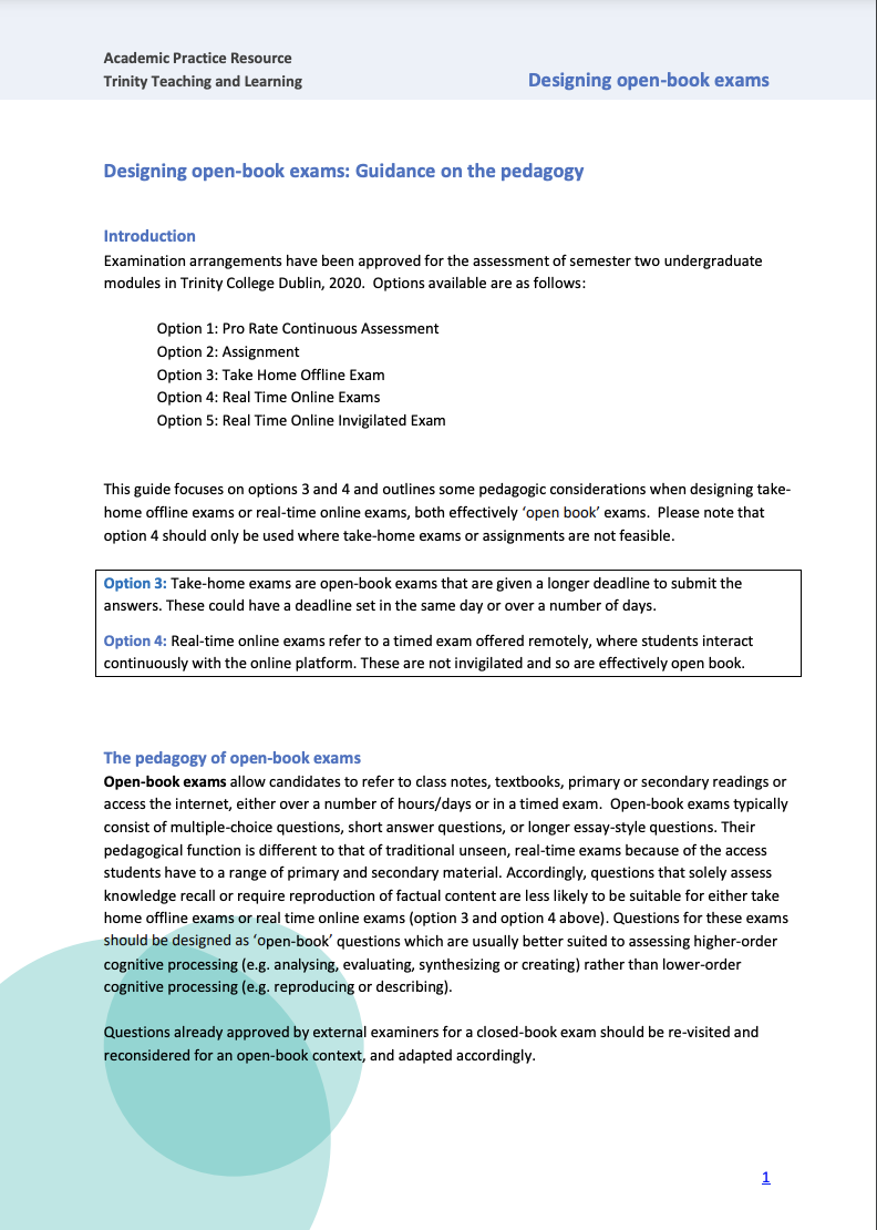 Designing open-book exams: Guidance on the pedagogy - National Resource Hub