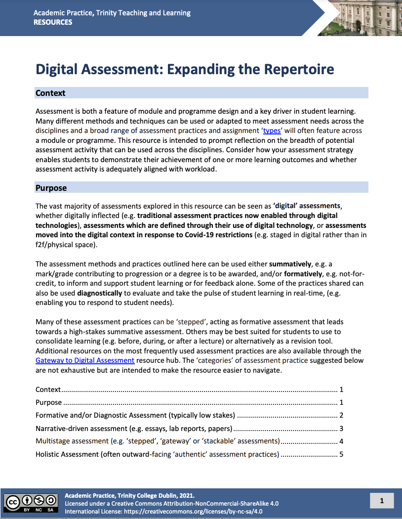 Digital Assessment: Expanding the Repertoire - National Resource Hub