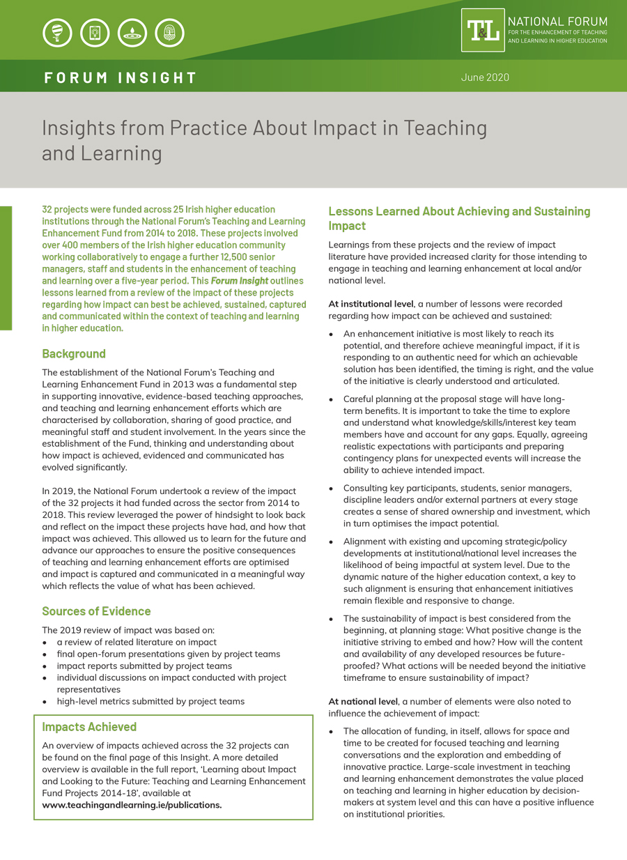 Insights from Practice About Impact in Teaching and Learning - National ...