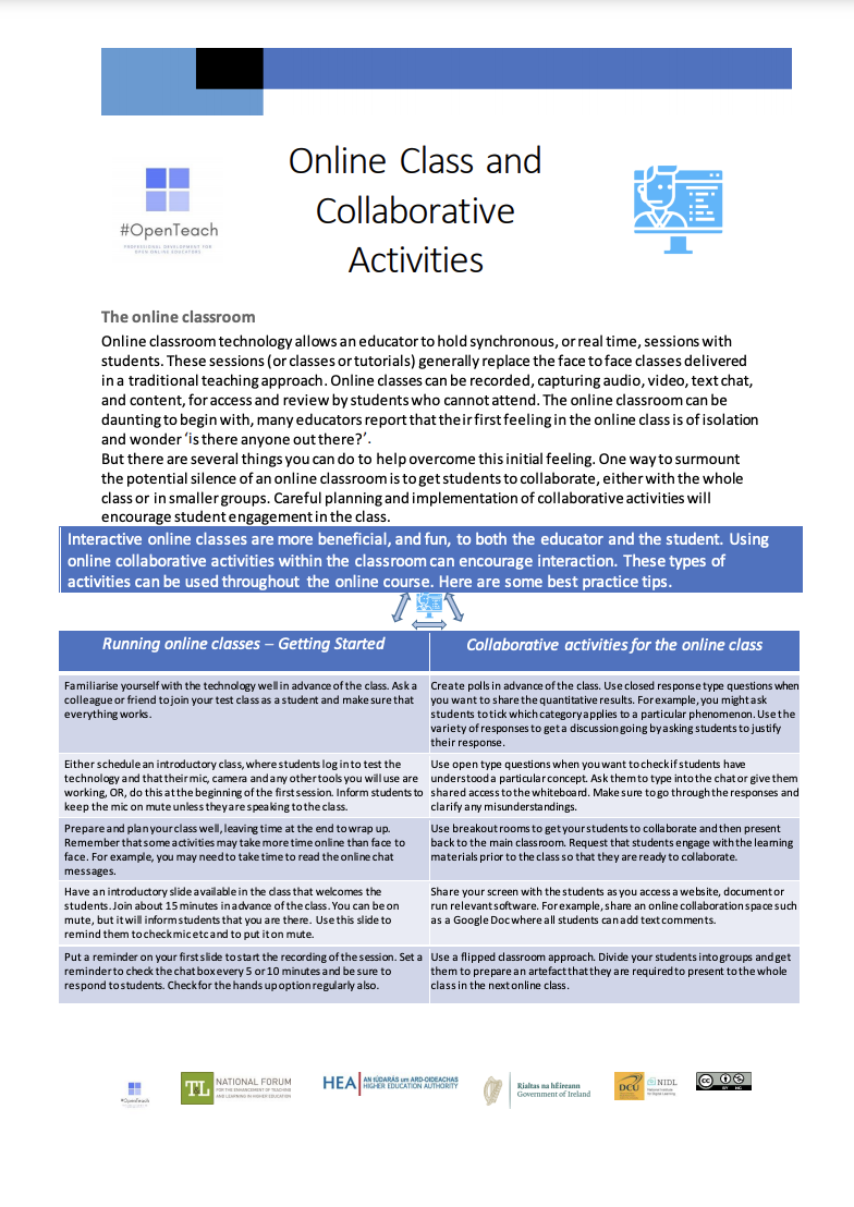 Online Class and Collaborative Activities - National Resource Hub