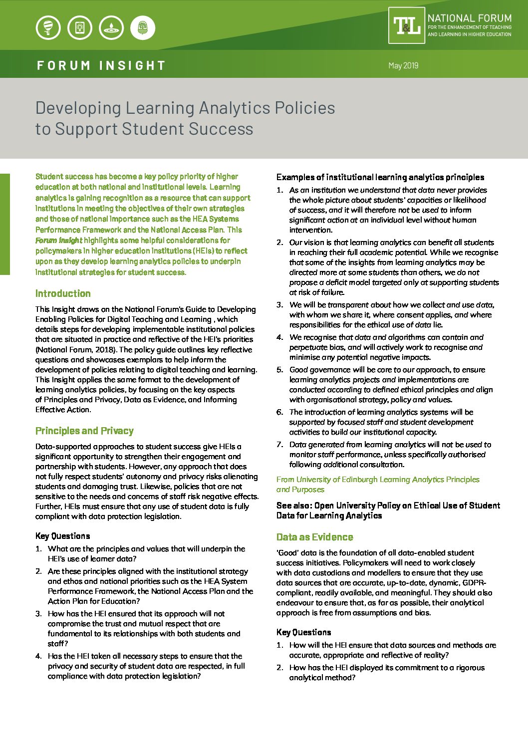 Developing Learning Analytics Policies to Support Student Success ...