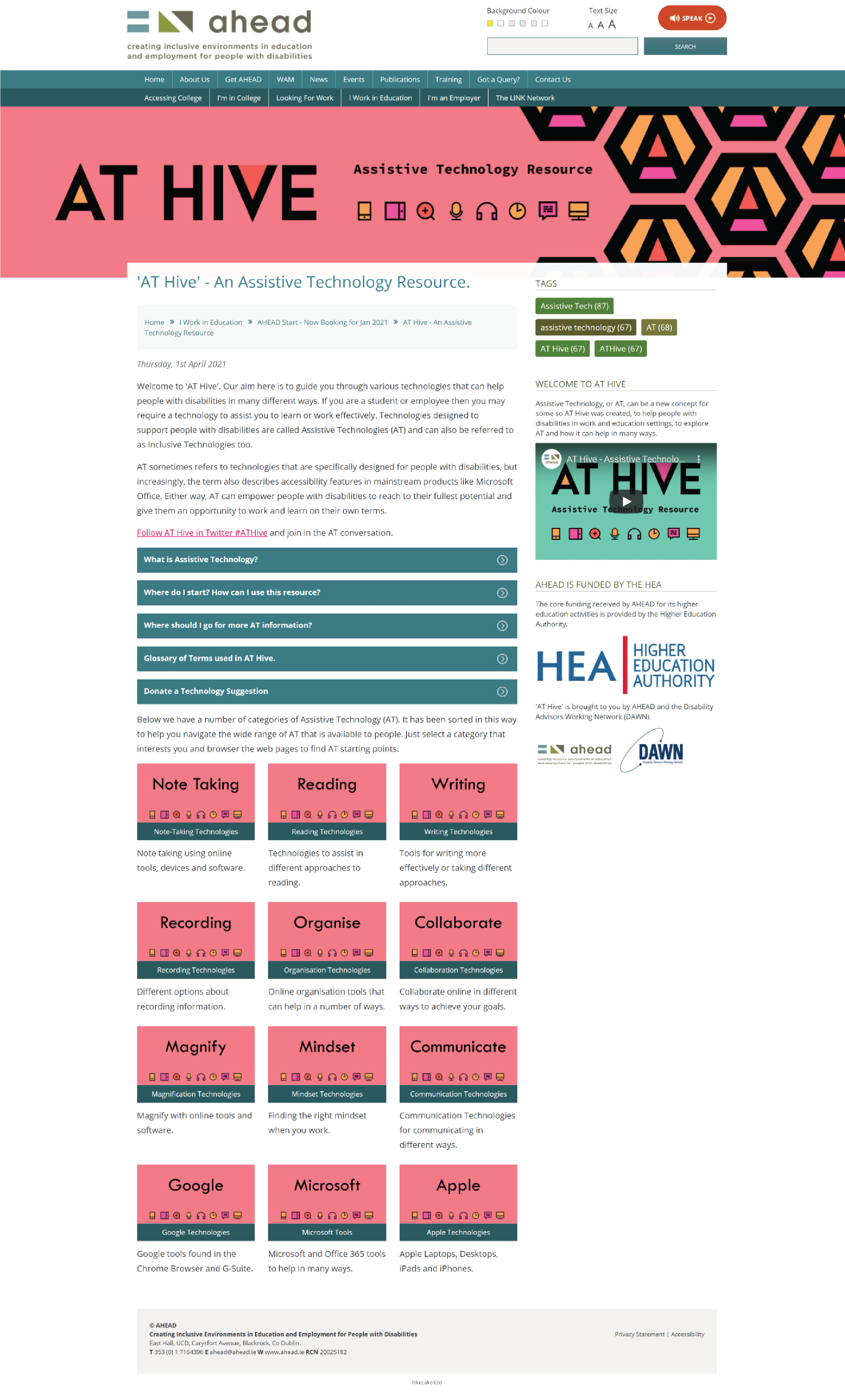 'AT Hive' - An Assistive Technology Resource - National Resource Hub